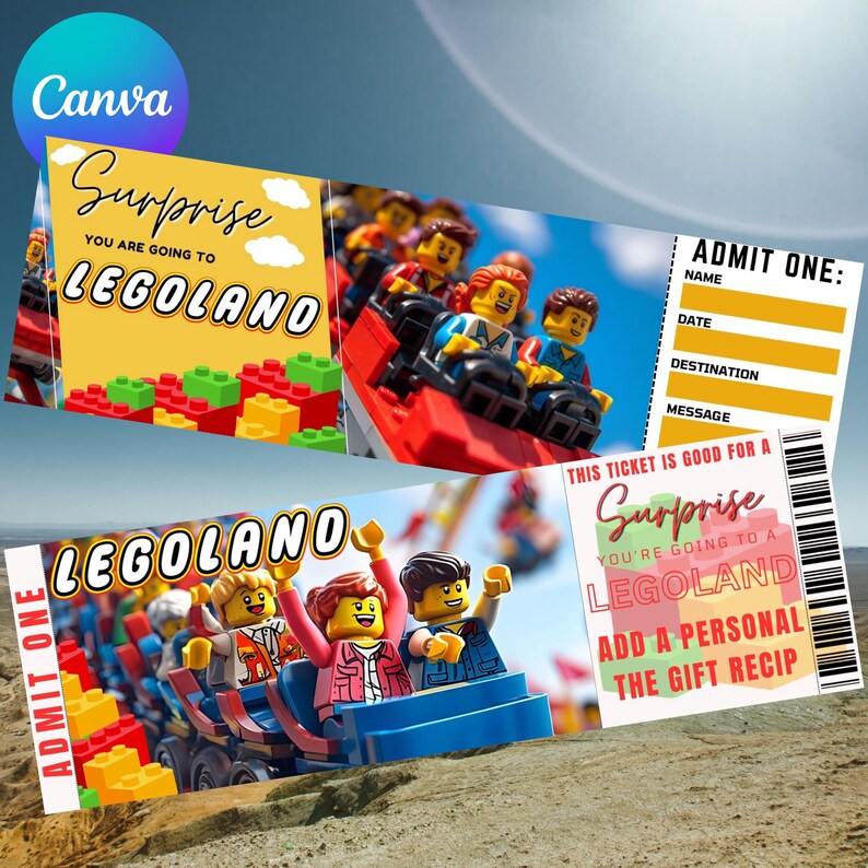 Surprise Legoland Theme Park Ticket Template, Surprise Trip Ticket ...