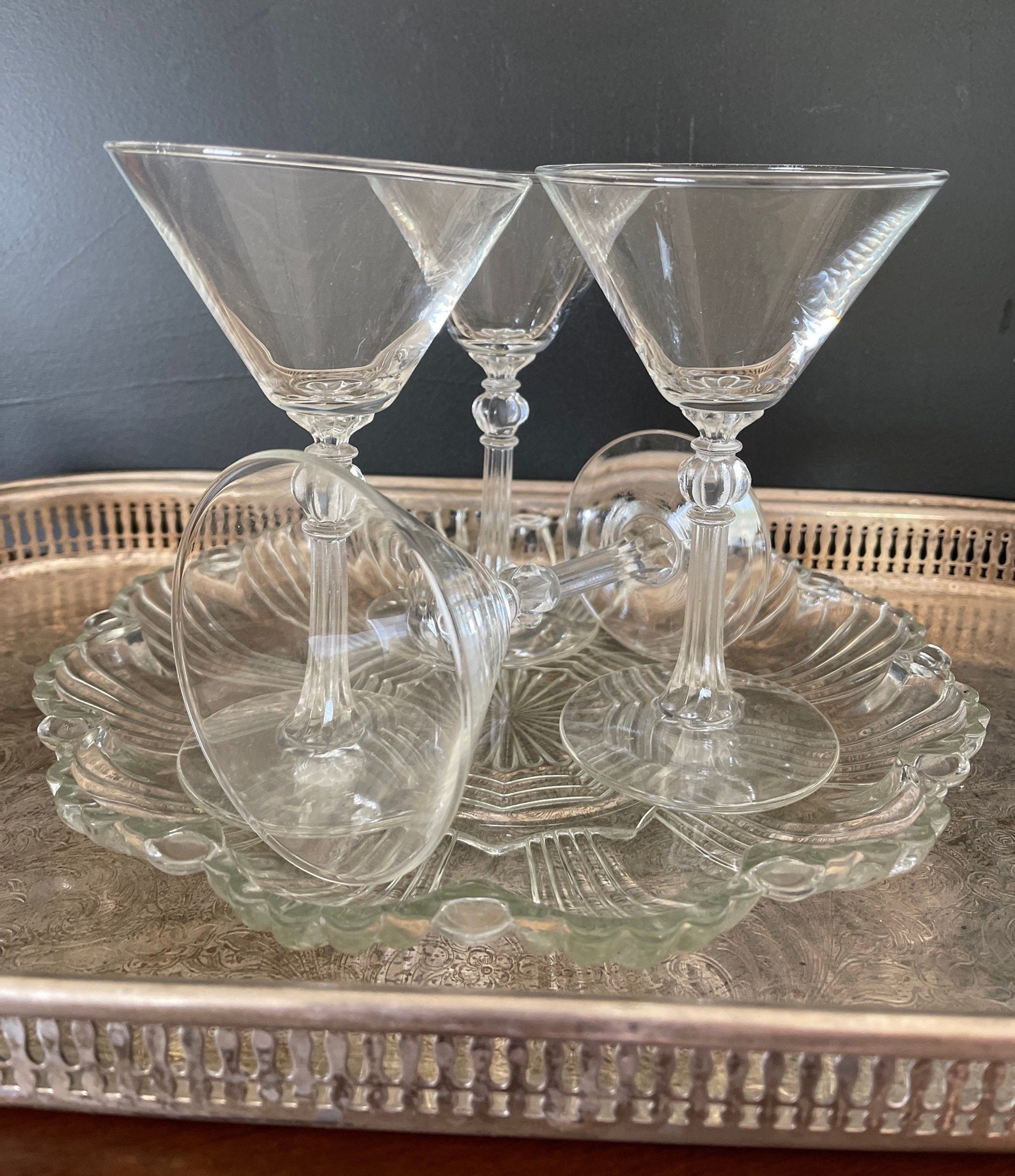 Fancy Stemmed Martini Cocktail Glasses Set of 4 Elegant | Etsy