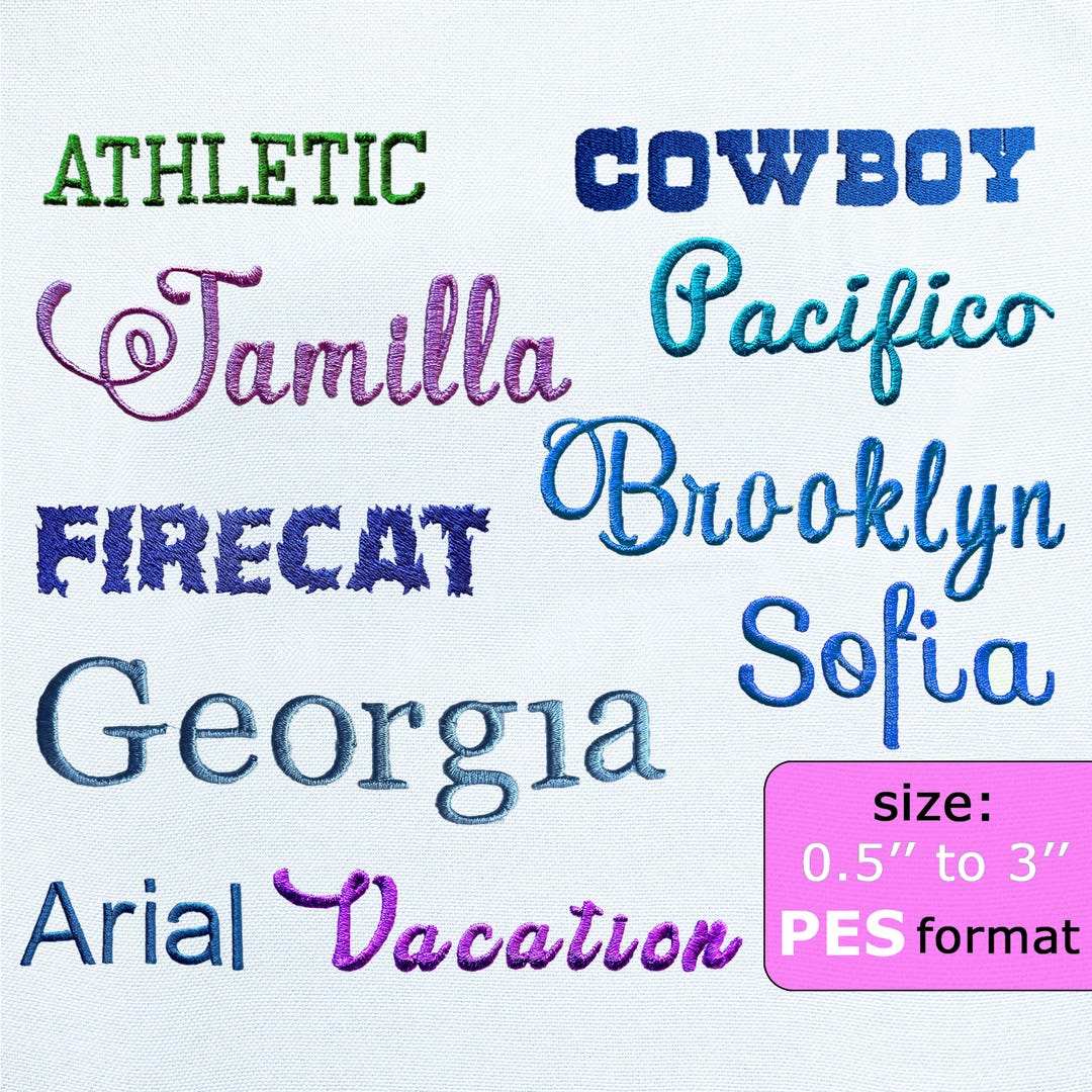 PES Embroidery Fonts, 10 PES Font Bundle, Brother Pes Fonts, Cursive ...