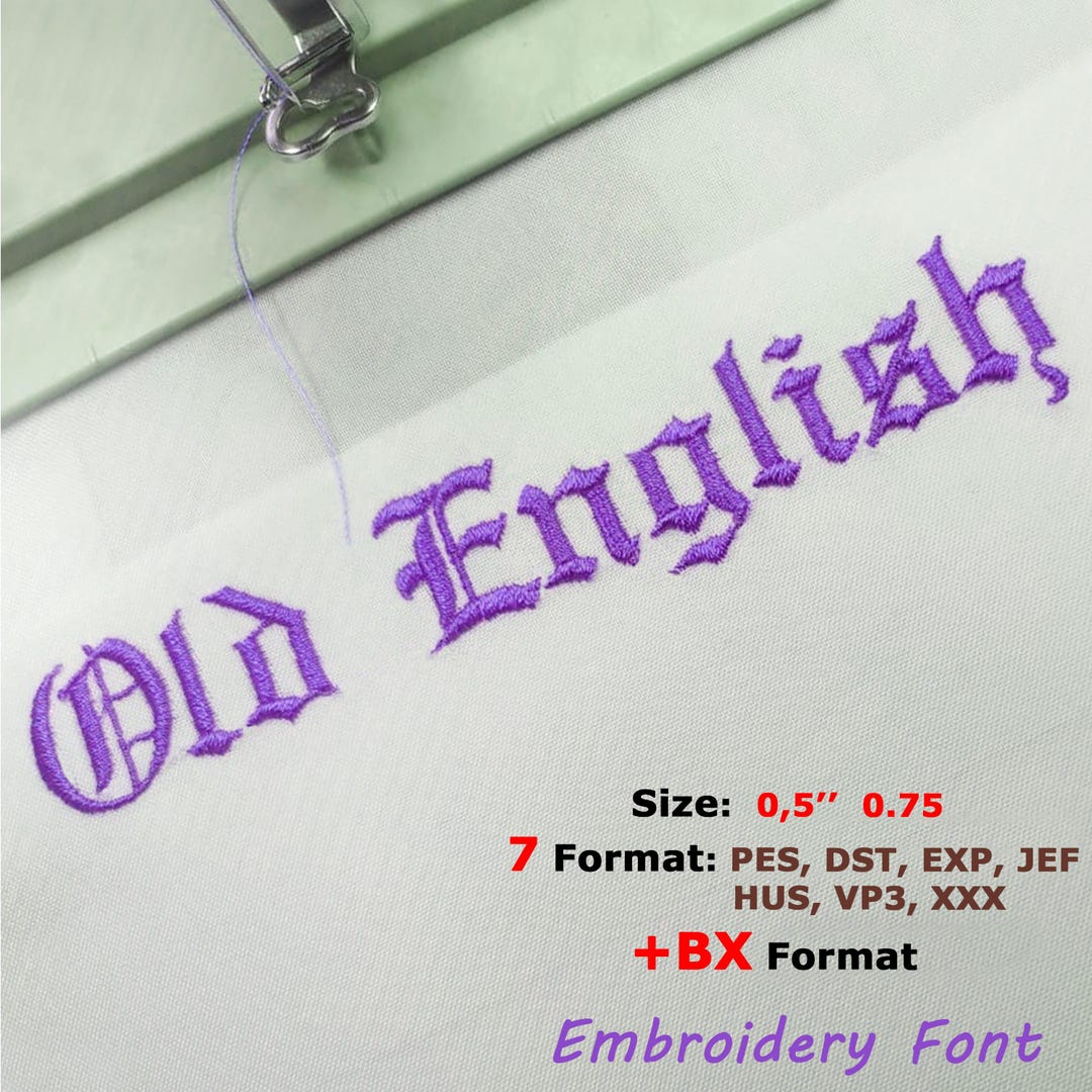 Old English Embroidery Font, BX Font, Mini Embroidery Font 0.5'' 0.75 ...