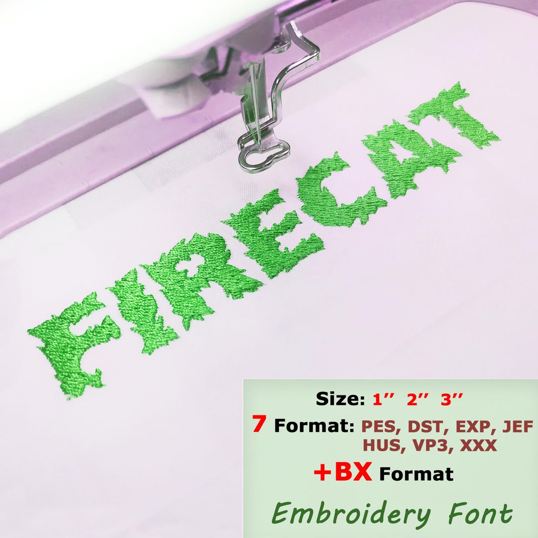 Firecat Embroidery Font, BX Font, Monogram Alphabet Machine Embroidery ...