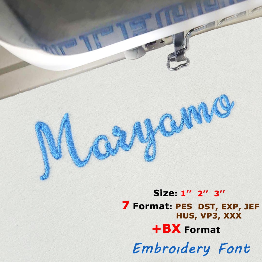 Script Embroidery Font BX, Pes Dst Jef VP3 Exp, BX Font, Size: 1'' 2 ...