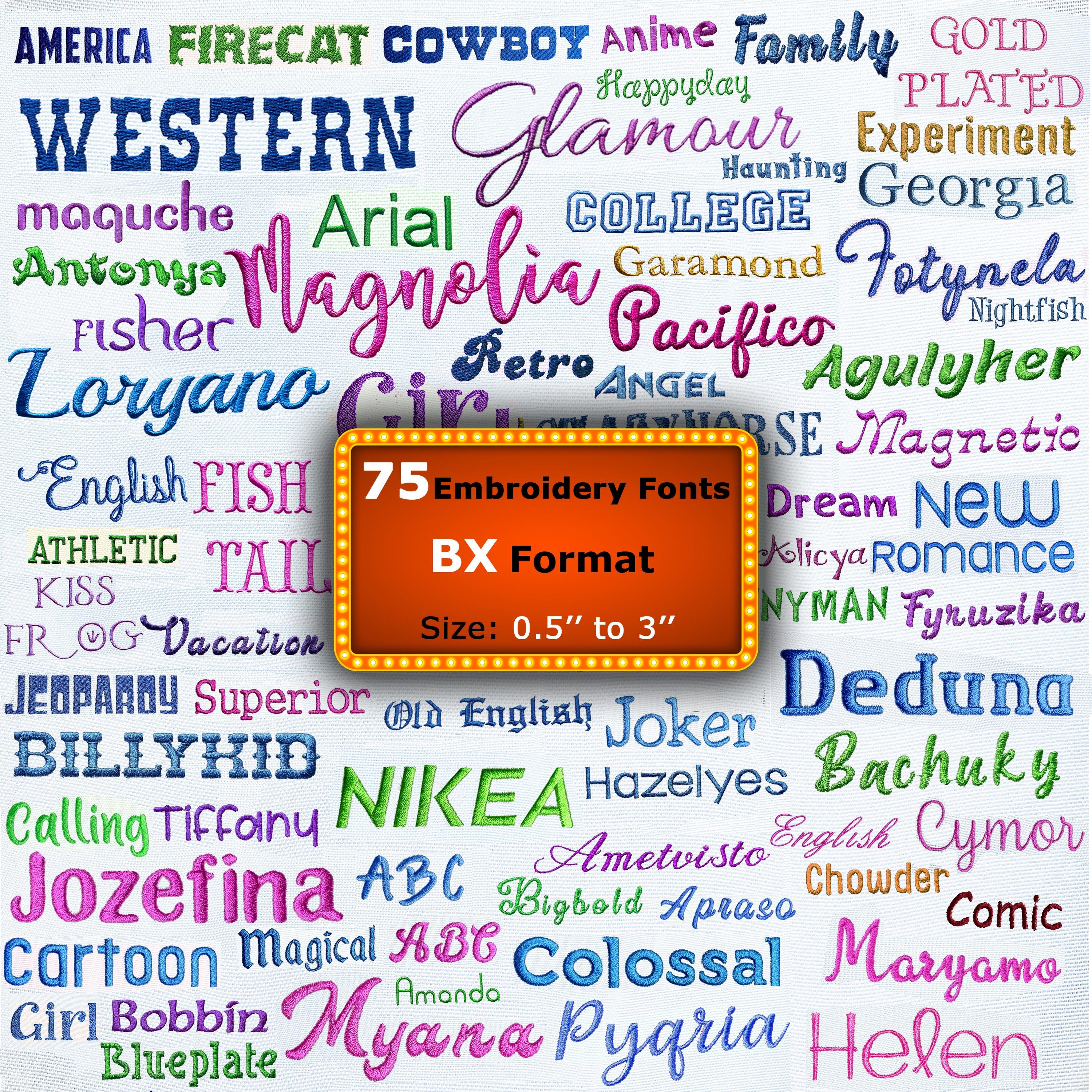 BX Embroidery Fonts Bundle, 75 BX Fonts, Embrilliance BX Fonts, Machine ...