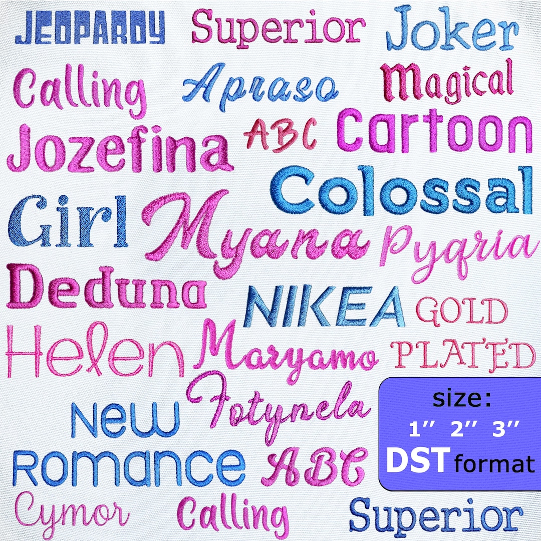 DST Embroidery Fonts, 22 DST Font Bundle, Embroidery Fonts, Embroidery ...