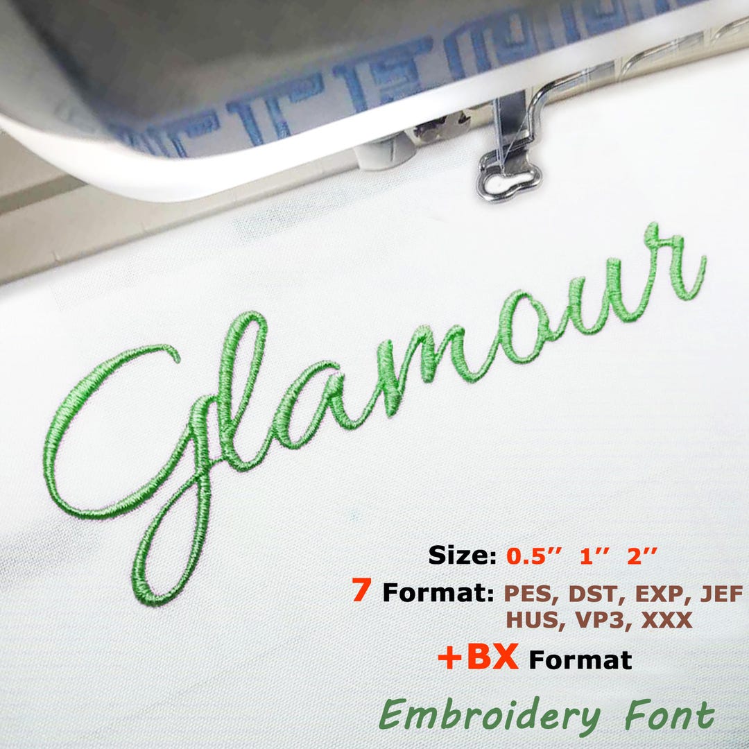 Mini Embroidery Font | Script Embroidery Font | Size: 0.5'' 1'' 2 ...