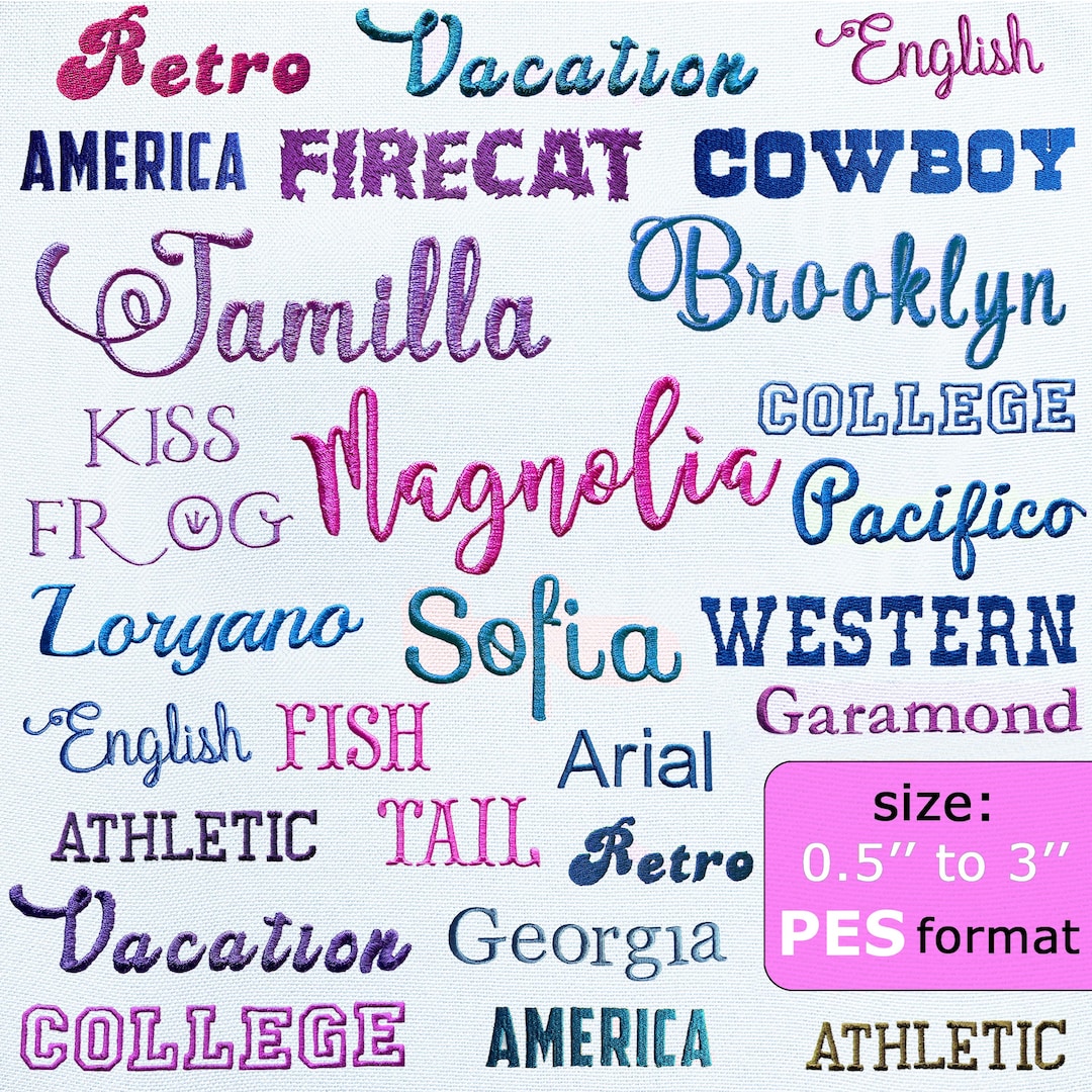 Brother PES Embroidery Fonts, 20 PES Font Bundle, Cursive Script Embroidery Fonts, Machine Fonts ...