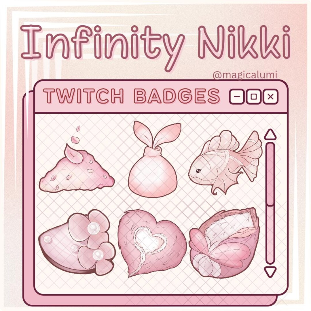 Pastel Pink Kawaii Infinity Nikki Twitch Sub Badges Emotes Pack Discord ...