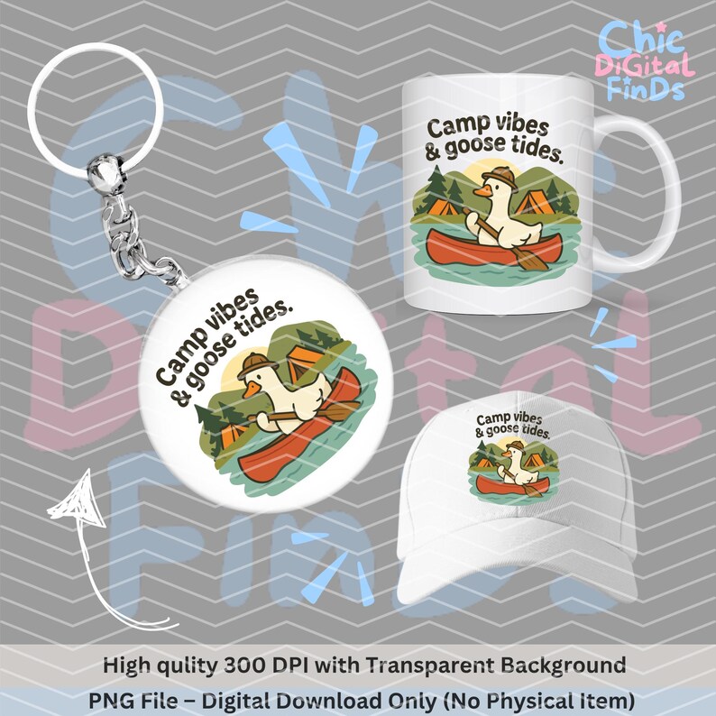 Camping Goose PNG | Cute Duck Canoe Clipart | Camp Vibes Digital ...