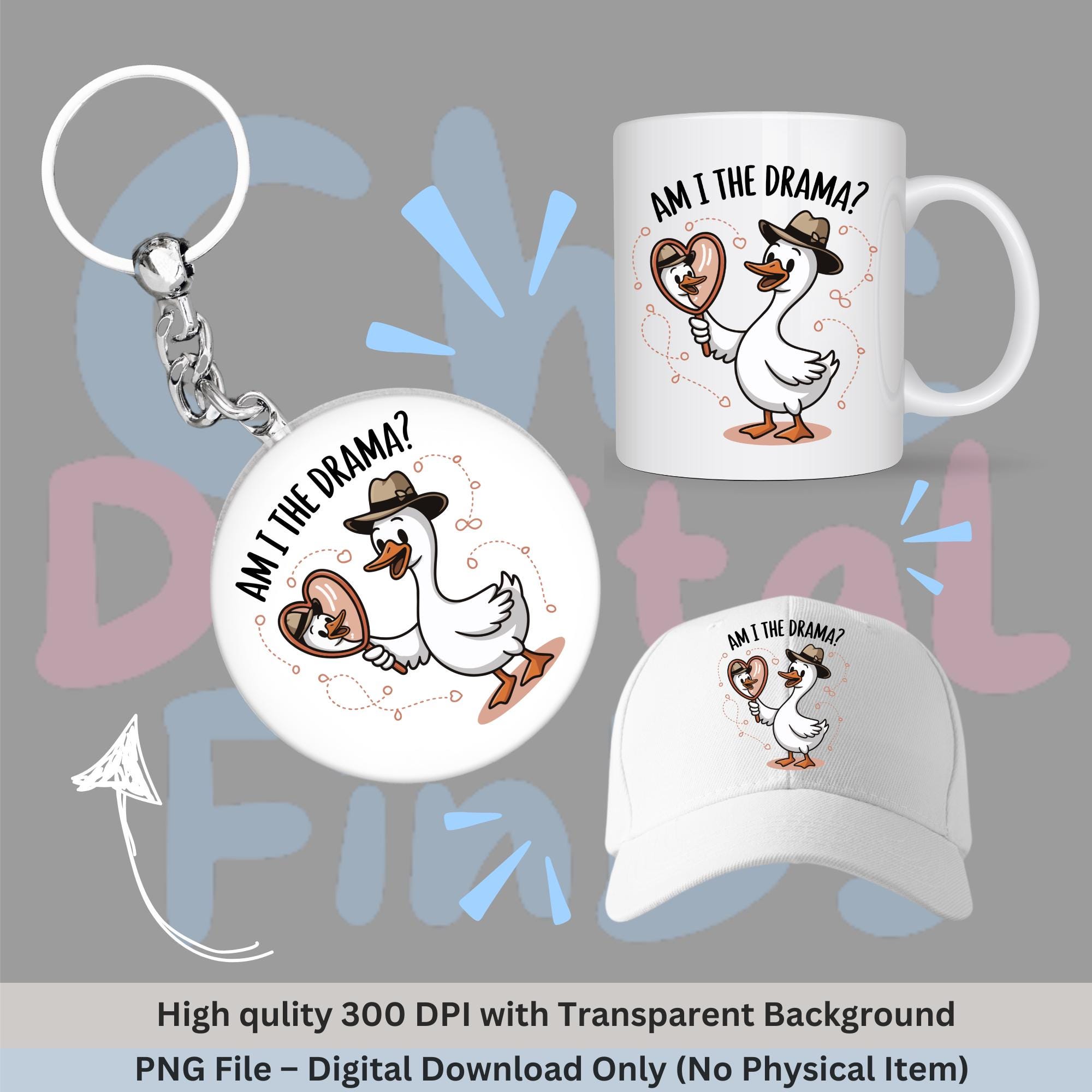 Funny Goose PNG - Am I the Drama? Meme Clipart, Cute Cartoon Goose ...