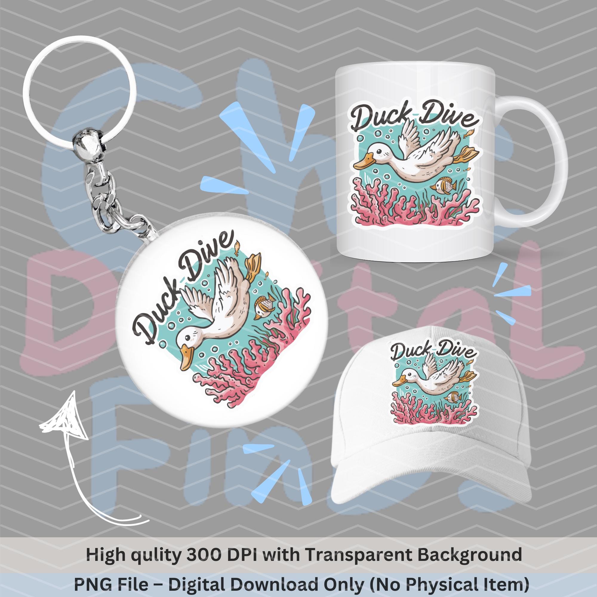 Duck Dive PNG | Cute Underwater Duck Clipart | Funny Duck Diving ...
