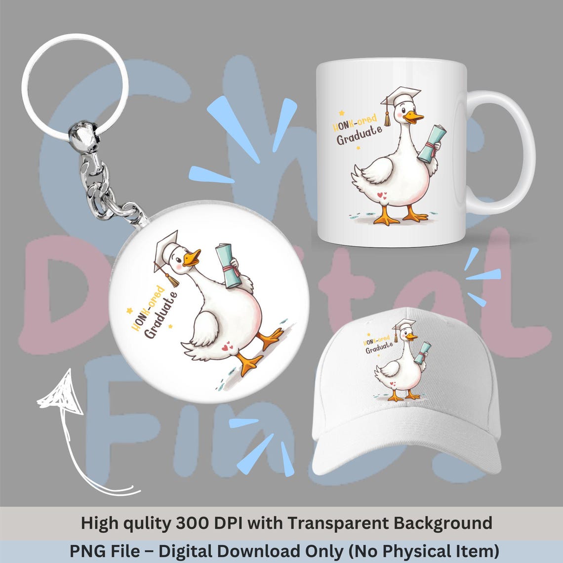 Funny Graduation PNG, Honk-ored Graduate Goose Clipart, Goose Digital ...