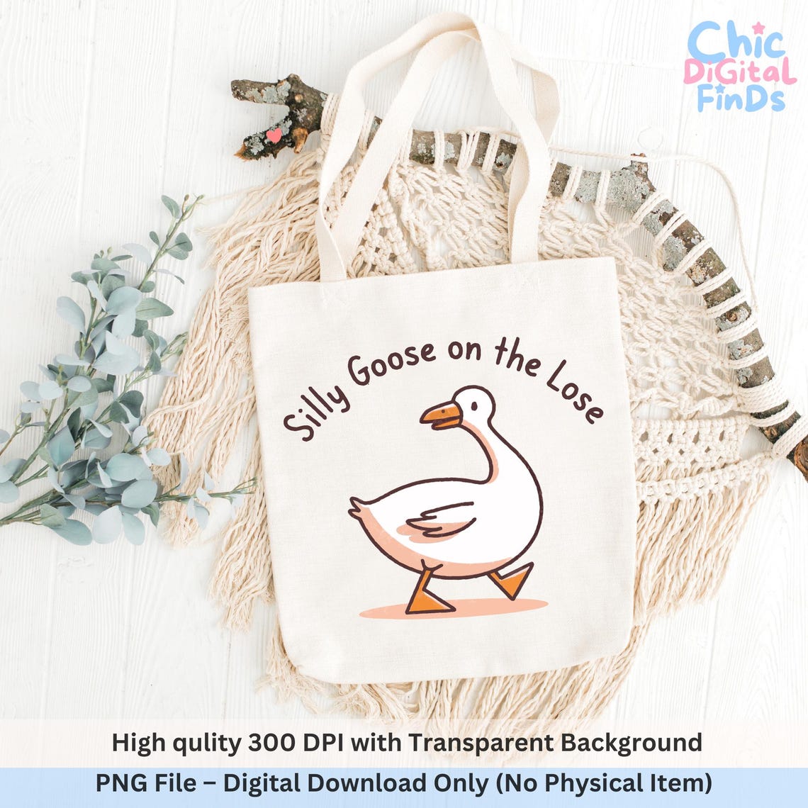 Funny Silly Goose PNG - Cute Goose on the Loose Clipart, Minimalist ...