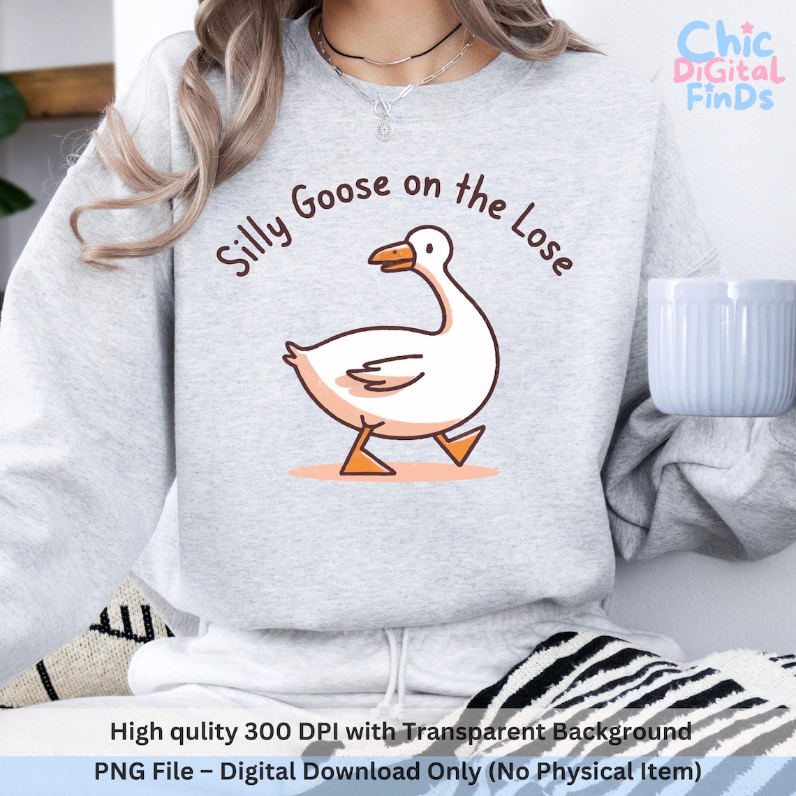 Funny Silly Goose PNG - Cute Goose on the Loose Clipart, Minimalist ...