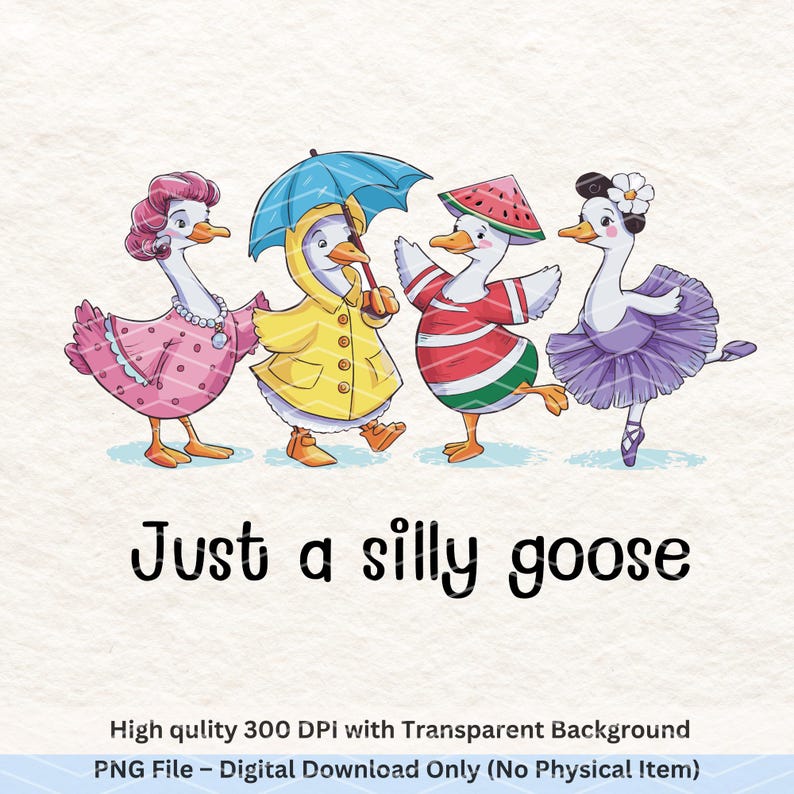 Just A Silly Goose PNG, Cute Retro Goose Family, Funny Goose Clip Art ...