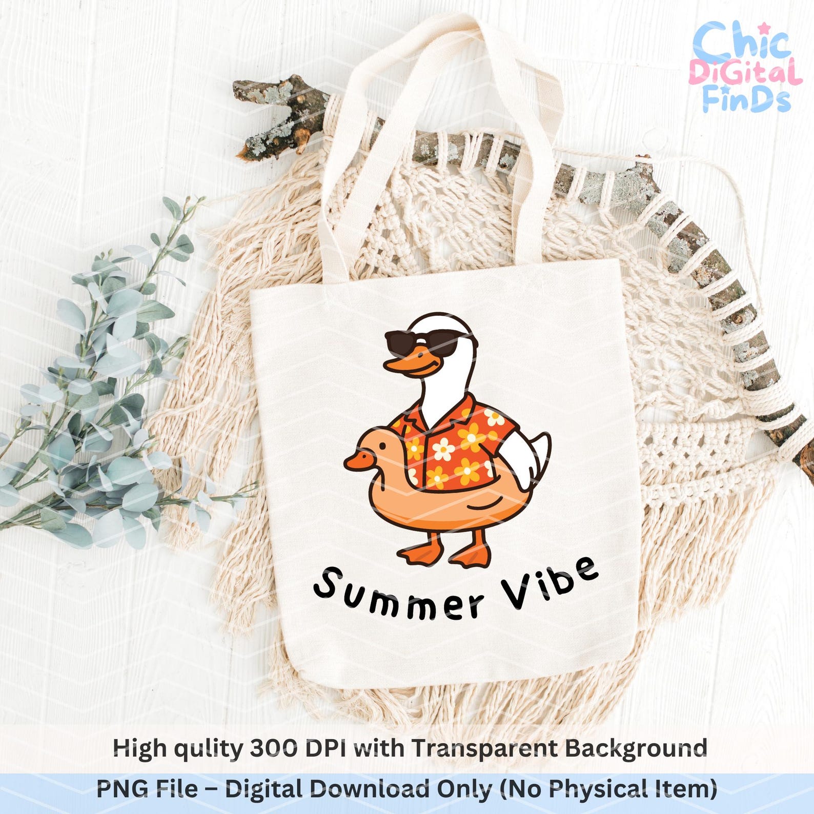 Summer Goose PNG | Funny Beach Duck Float Illustration | Hawaiian Shirt ...