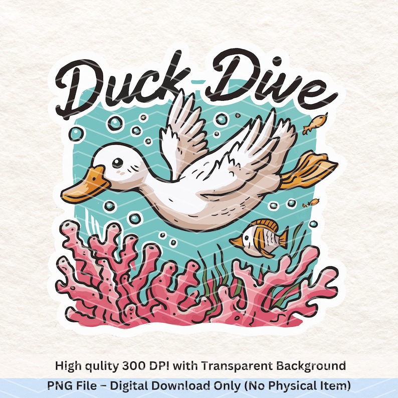 Duck Dive PNG | Cute Underwater Duck Clipart | Funny Duck Diving ...