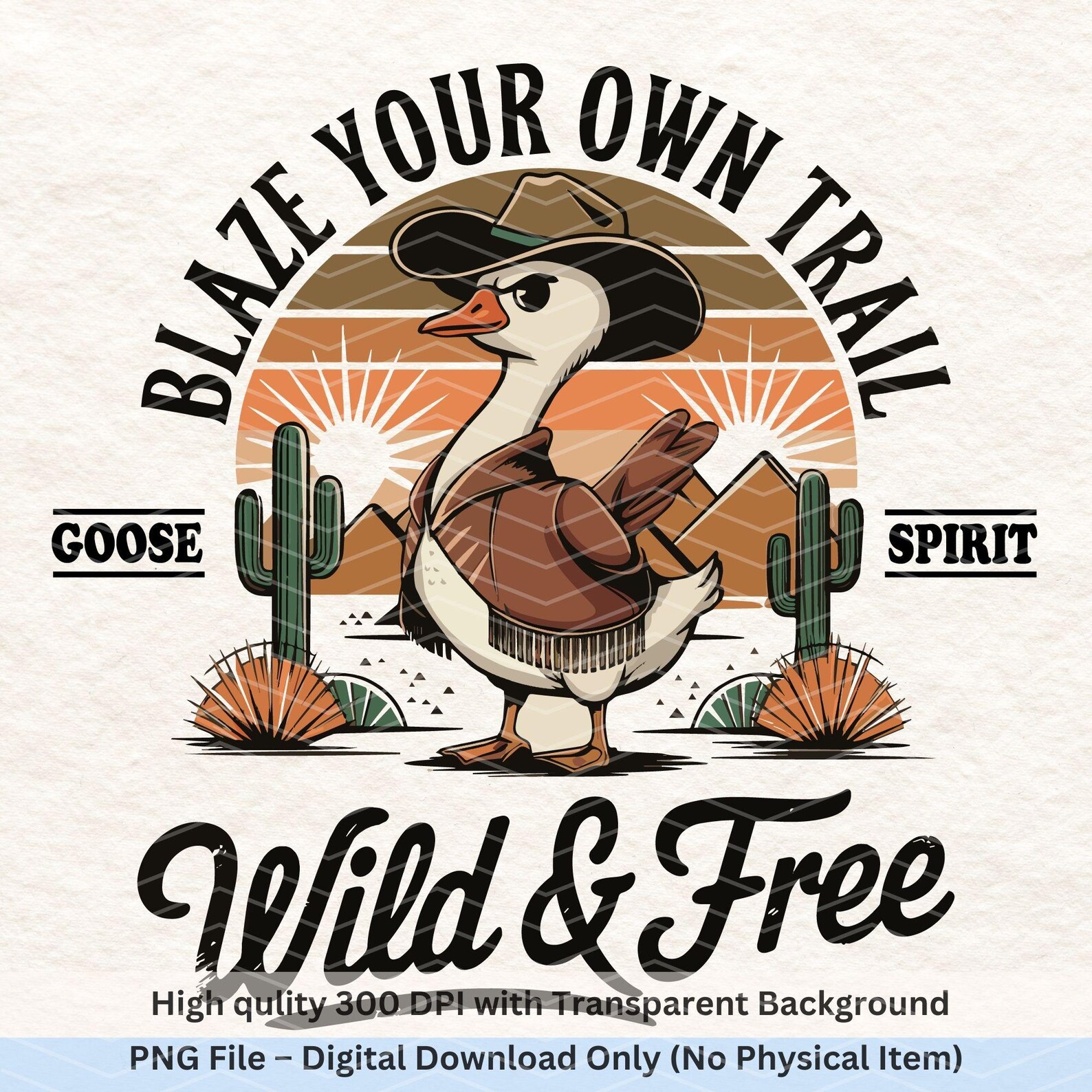Western Goose Sublimation, Cowboy Goose PNG, Wild West, Country Goose ...