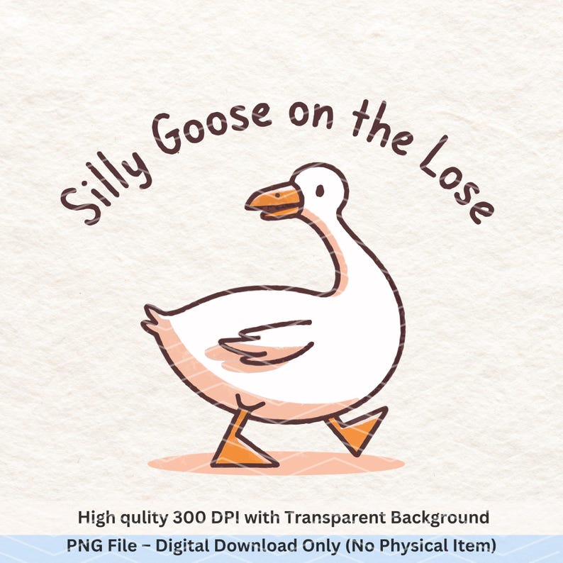 Funny Silly Goose PNG - Cute Goose on the Loose Clipart, Minimalist ...