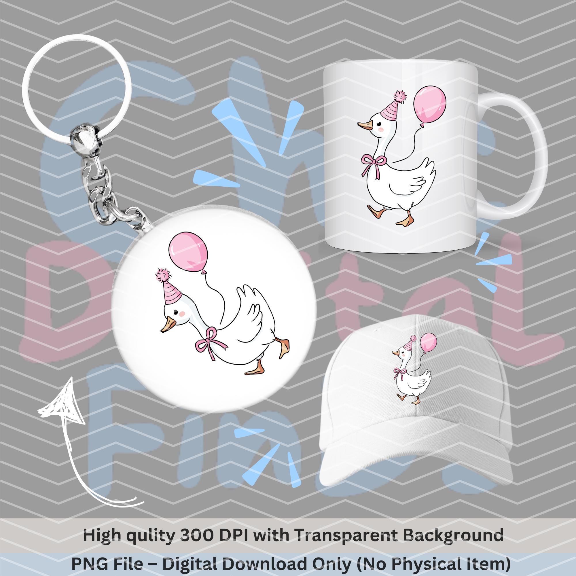 Cute Goose Pink Color PNG | Birthday Party Animal Clipart | High ...