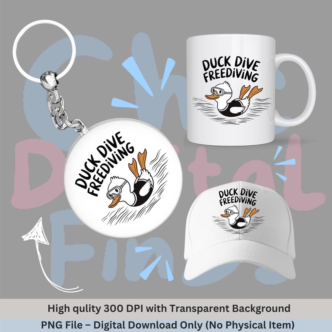 Funny Duck PNG - Duck Dive Freediving Clipart, Cute Diving Duck ...