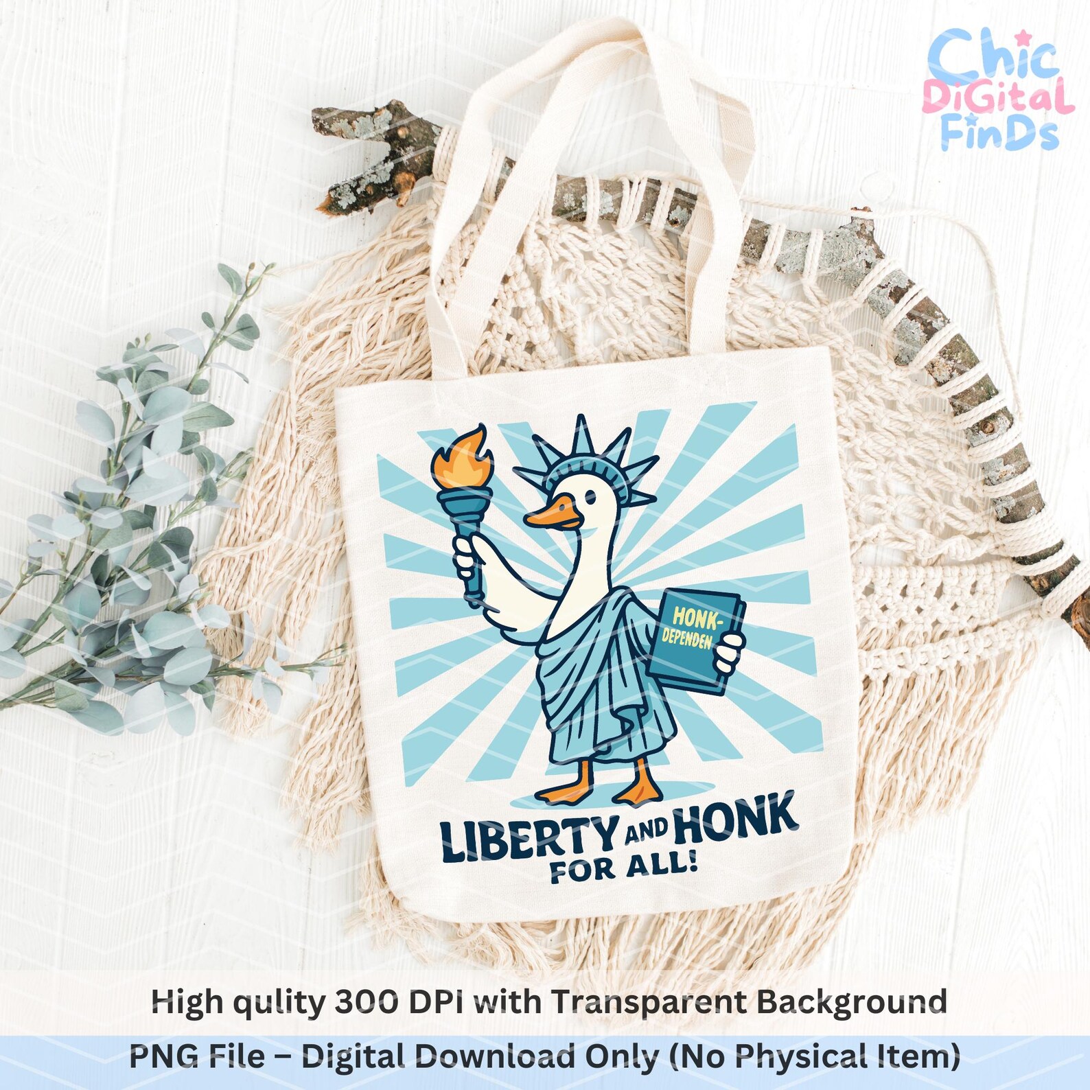4th of July Goose PNG, Funny Statue of Liberty Goose Clipart, Patriotic ...