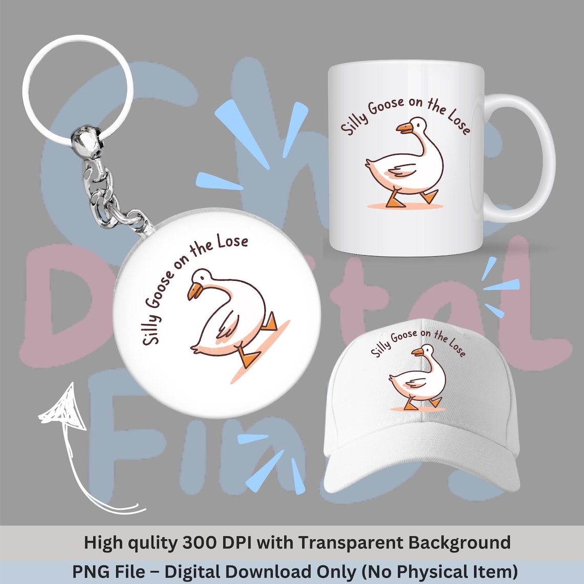 Funny Silly Goose PNG - Cute Goose on the Loose Clipart, Minimalist ...