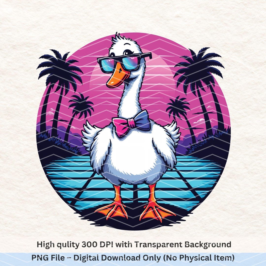Retro Goose PNG, Vaporwave Aesthetic Digital Download, 80s Neon Goose ...