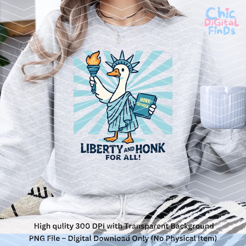 4th of July Goose PNG, Funny Statue of Liberty Goose Clipart, Patriotic ...