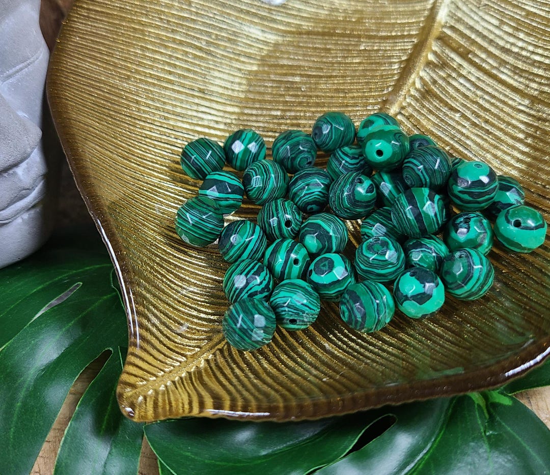 Faceted Malachite Beads, Natural Stone, Faceted Ball, Set of 10 Beads, ~8mm -ref P21 - Etsy