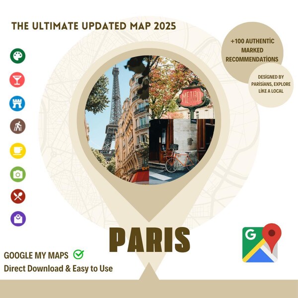 Map of Paris - Etsy