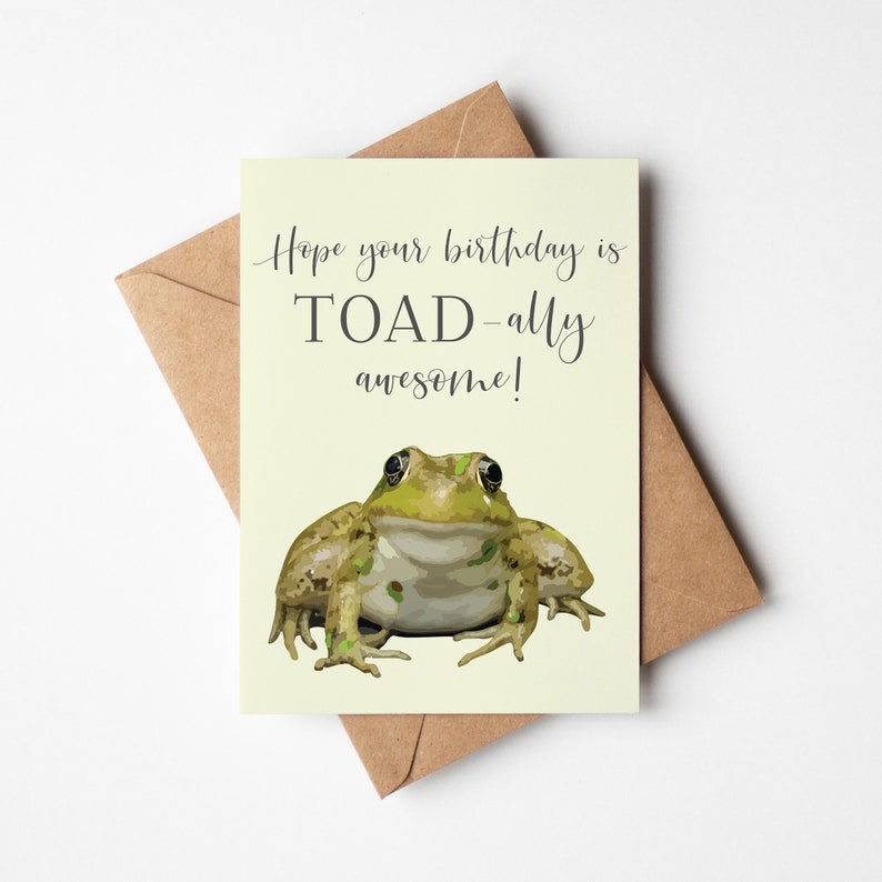 Watercolor Toad Frog Birthday Greeting Card | Happy Birthday Card | Pun ...