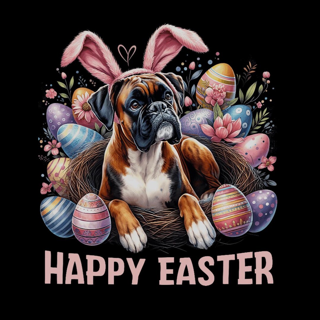 Boxer Dog Bunny Ears Happy Easter Day PNG Digital - Etsy