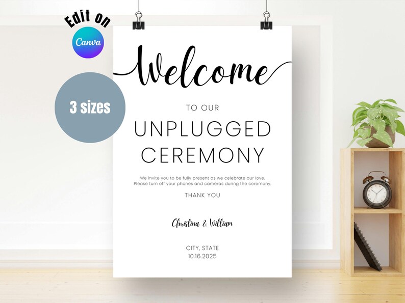 Unplugged Wedding Welcome Sign Template Printable Clean Unplug Welcome ...