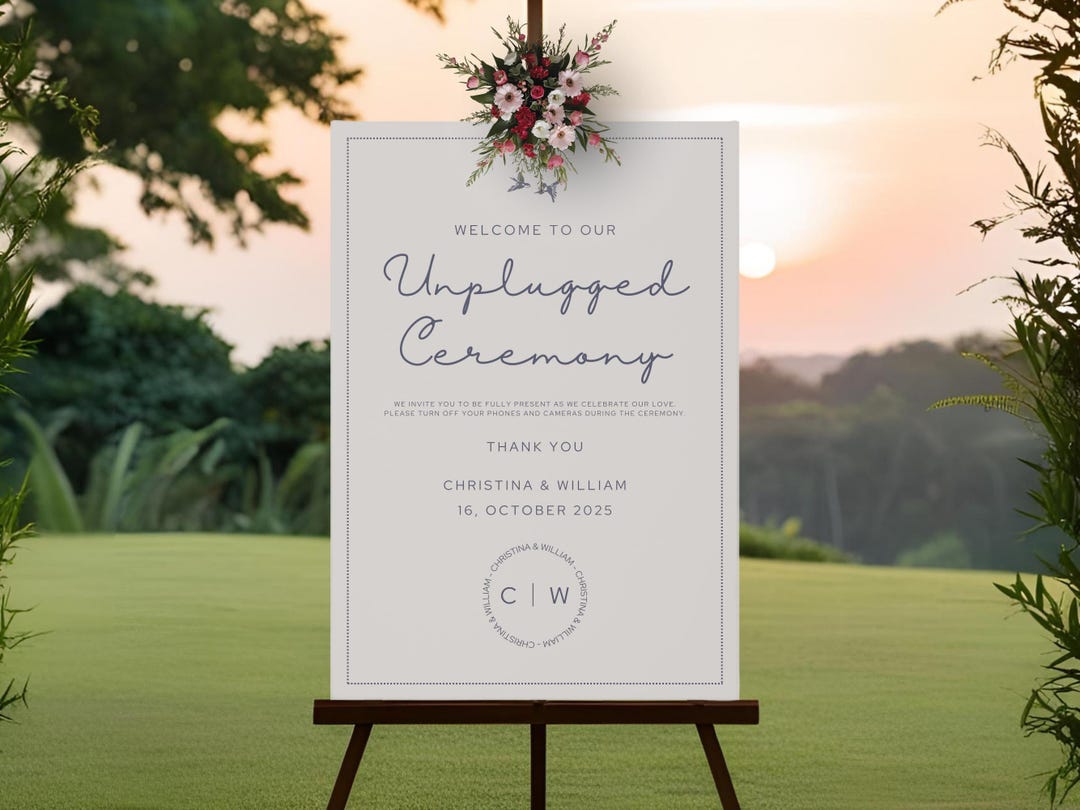 Wedding Logo Unplugged Wedding Welcome Sign Canva Template Unplug ...