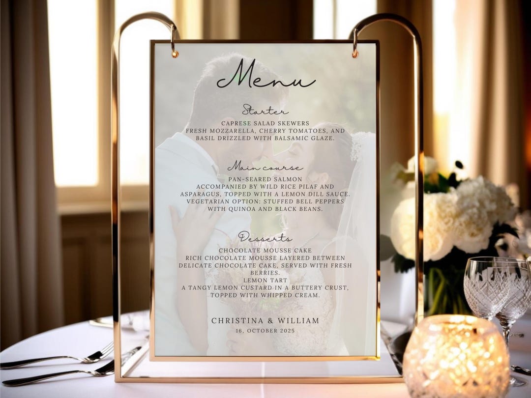 Wedding Menu With Background Photo Wedding Menu for Wedding Feast Menu ...