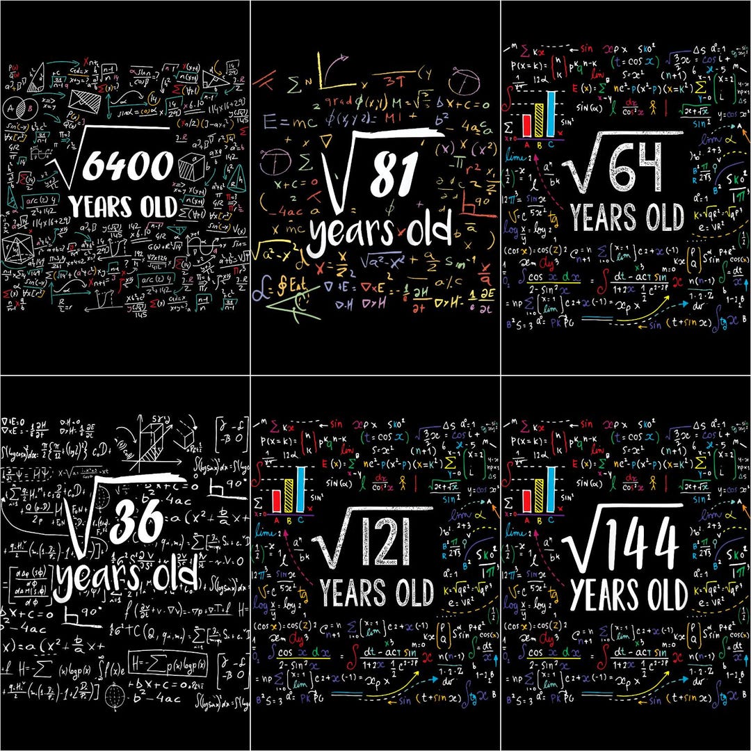 Math Age PNG Bundle – Funny Square Root Birthday T-shirt Designs ...