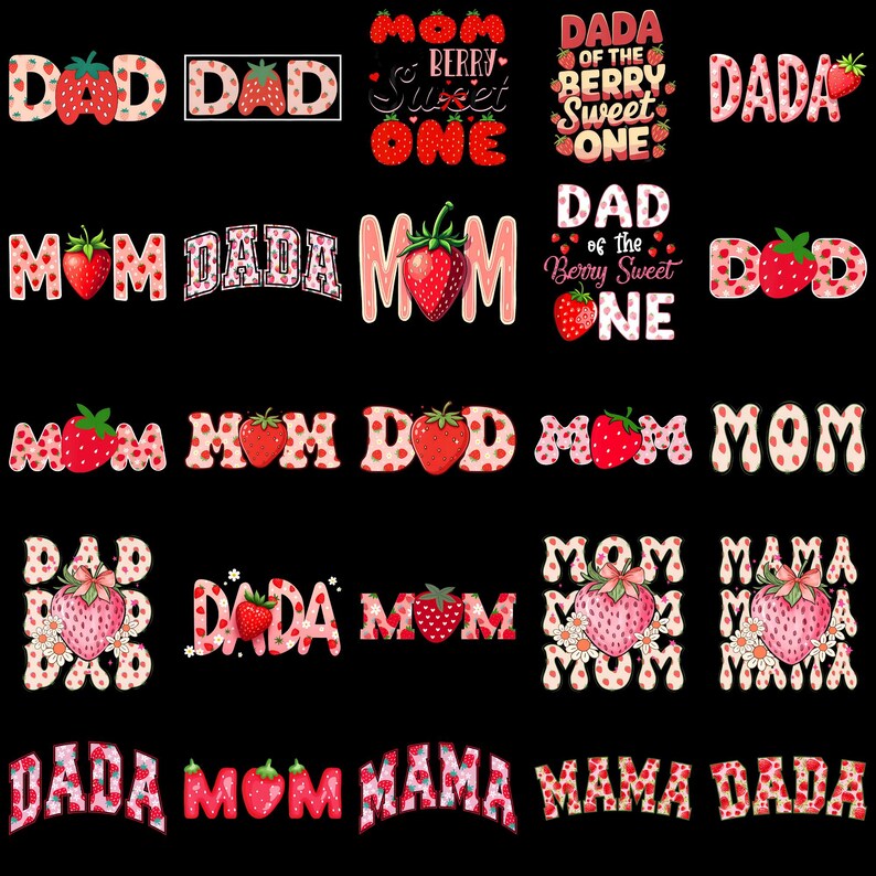 Strawberry Mama Daddy Png, Strawberry Theme Mama Daddy Png, Mothers Day ...