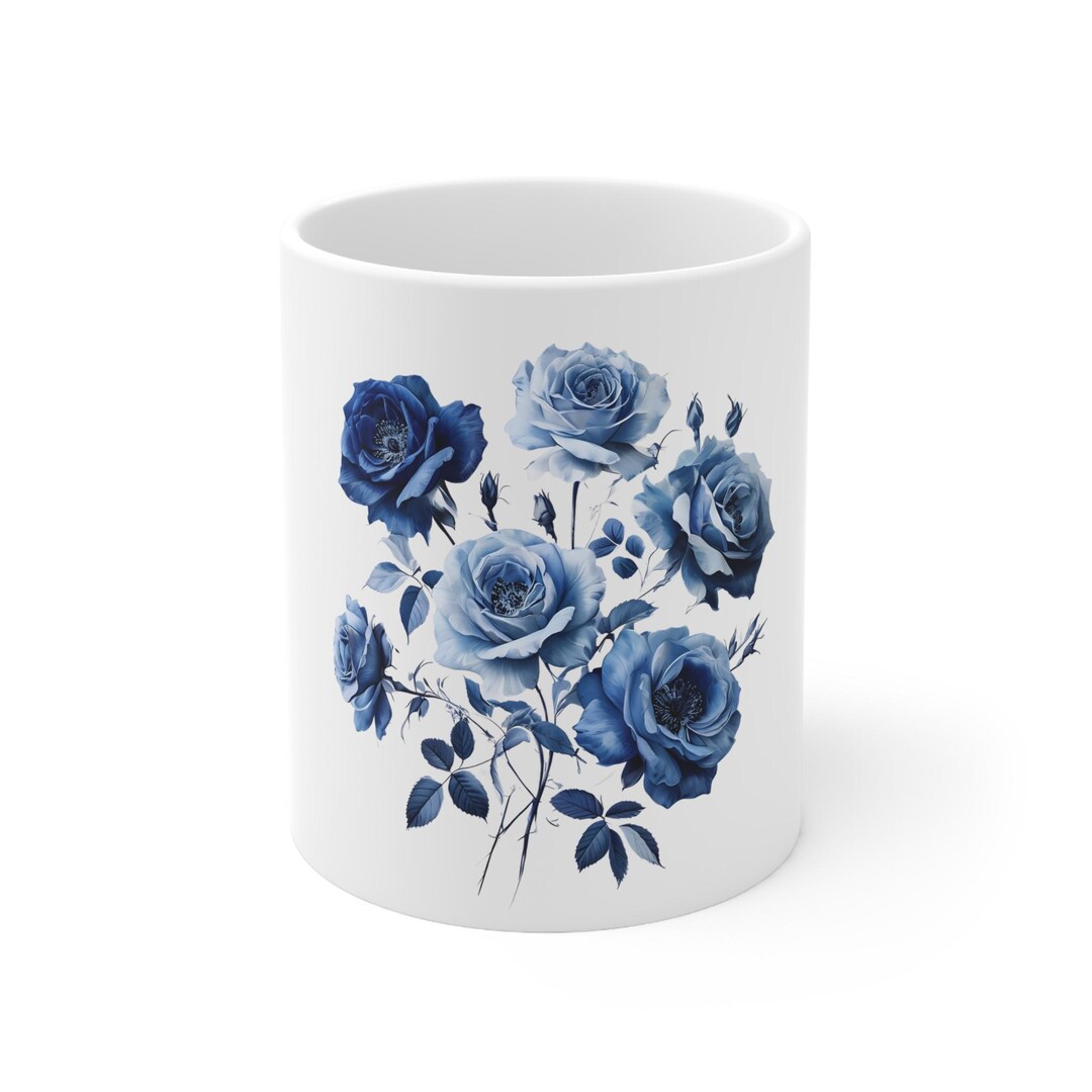 Blue Roses, Blue Rose Cup, Blue Rose Mug, Delft Cup, Delft Mug, Rose ...