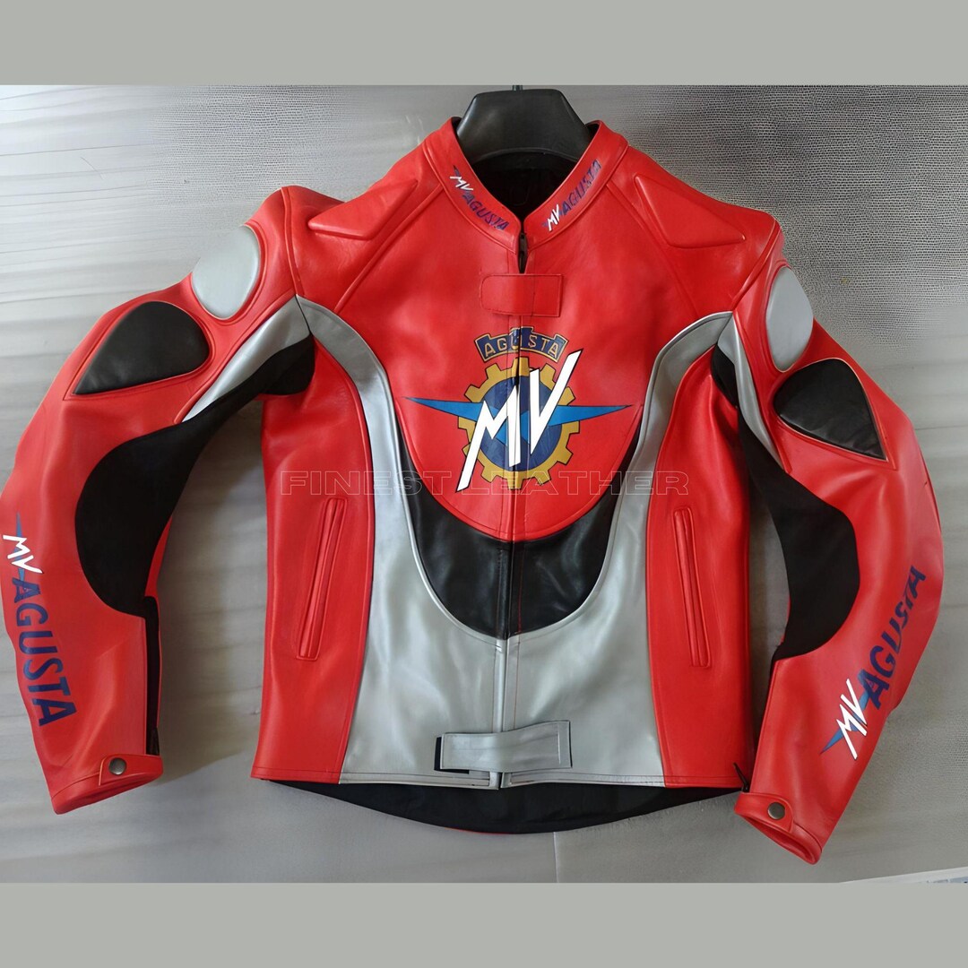 MV Agusta Racing Leather Motorcycle Jacket: CE Armor, Cowhide Biker ...