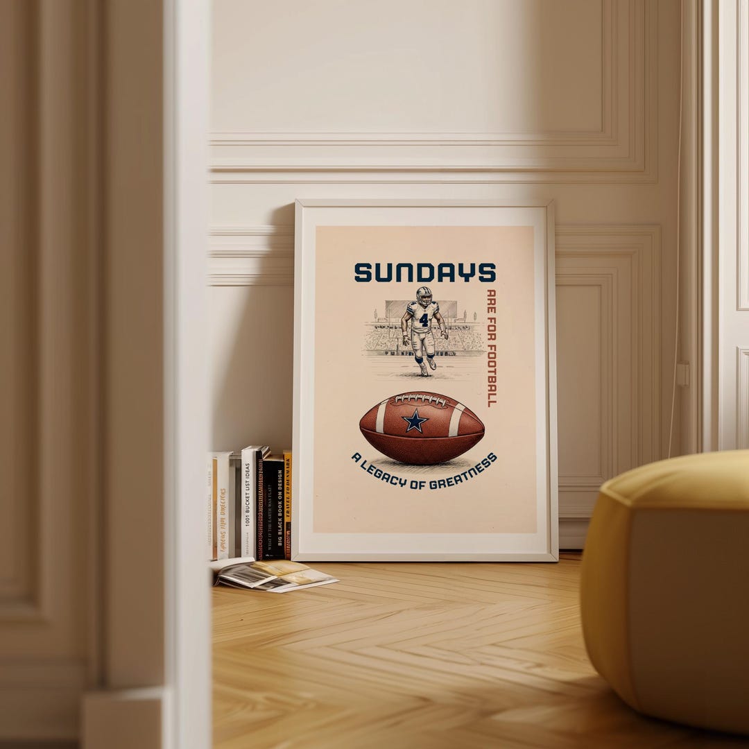 Retro Football Wall Art Printable Vintage Sports Poster Inspirational ...