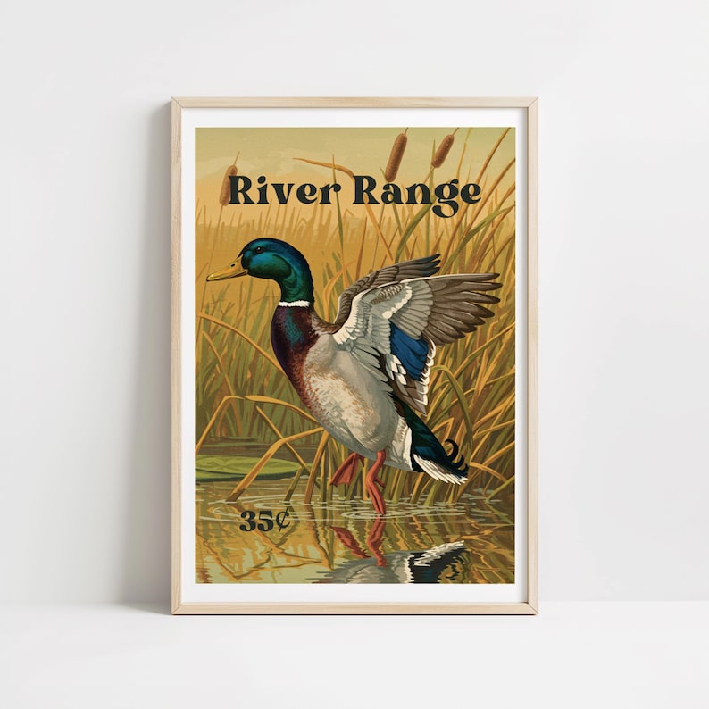 Vintage Duck Hunting Poster Rustic Outdoors Wall Art Retro Waterfowl ...