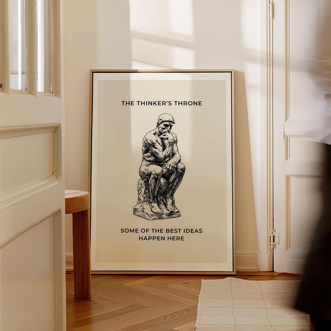 Funny Bathroom Print the Thinker Poster Toilet Humor Wall Art Classical ...