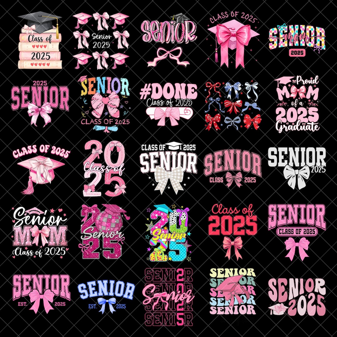 Coquette Senior 2025 Png Bundle, Preppy Senior Design, Class of 2025 ...