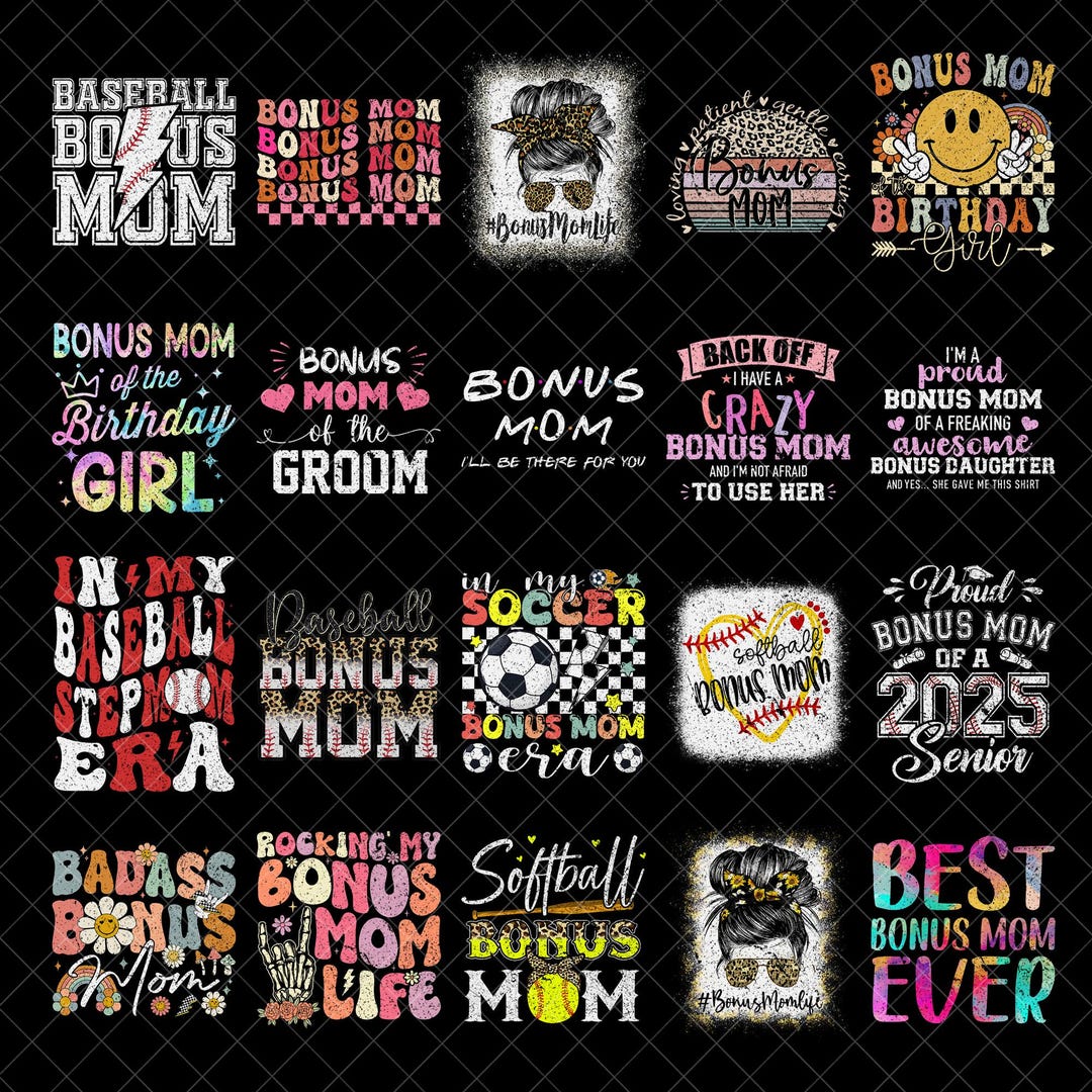 Bonus Mom PNG Bundle, Funny Bonus Mom Quotes Png, Sports Mama Png, Mama ...