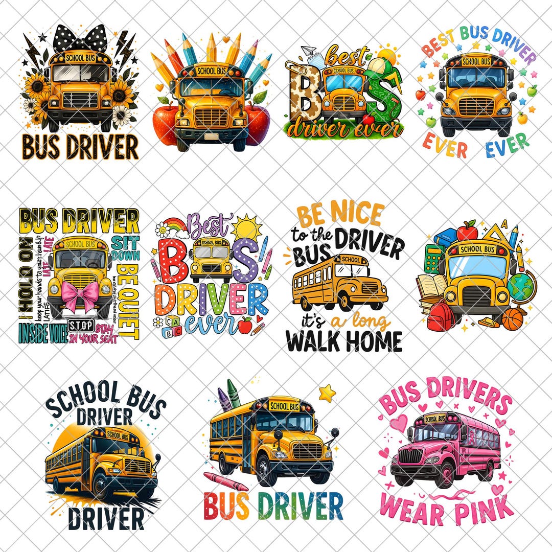 School Bus Driver Png Bundle, Bus Driver, School Time, Funny Png ...