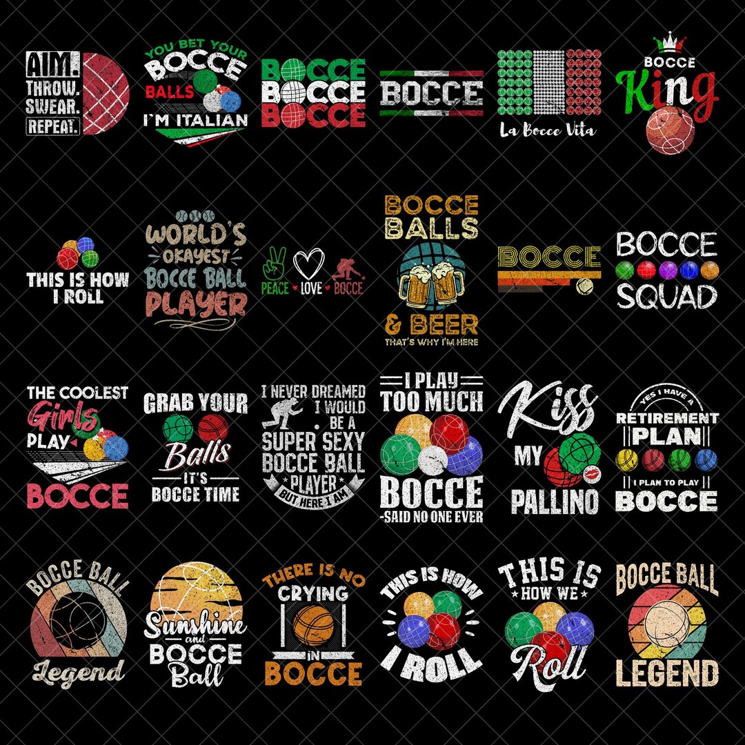 Funny Bocce Ball Png Bundle, Bocce Squad Quotes Png, Retro La Bocce ...