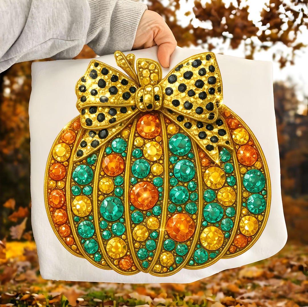 Faux Rhinestone Pumpkin PNG, Bling Fall Pumpkin PNG, Sparkle Autumn PNG ...