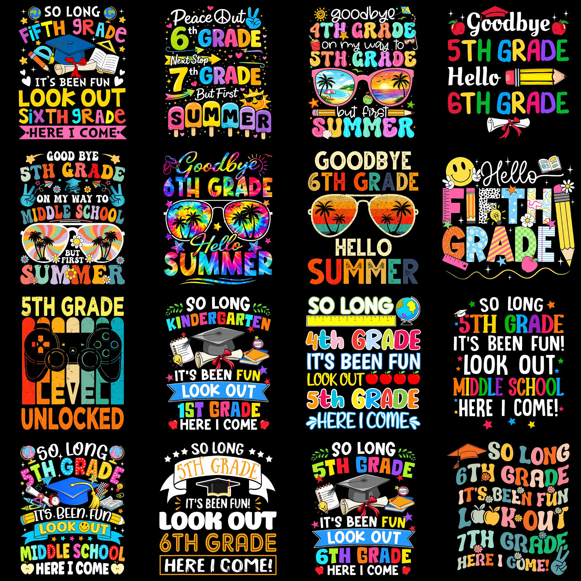Last Day of School PNG Bundle, Goodbye 5th Grade Hello 6th Grade Shirt ...