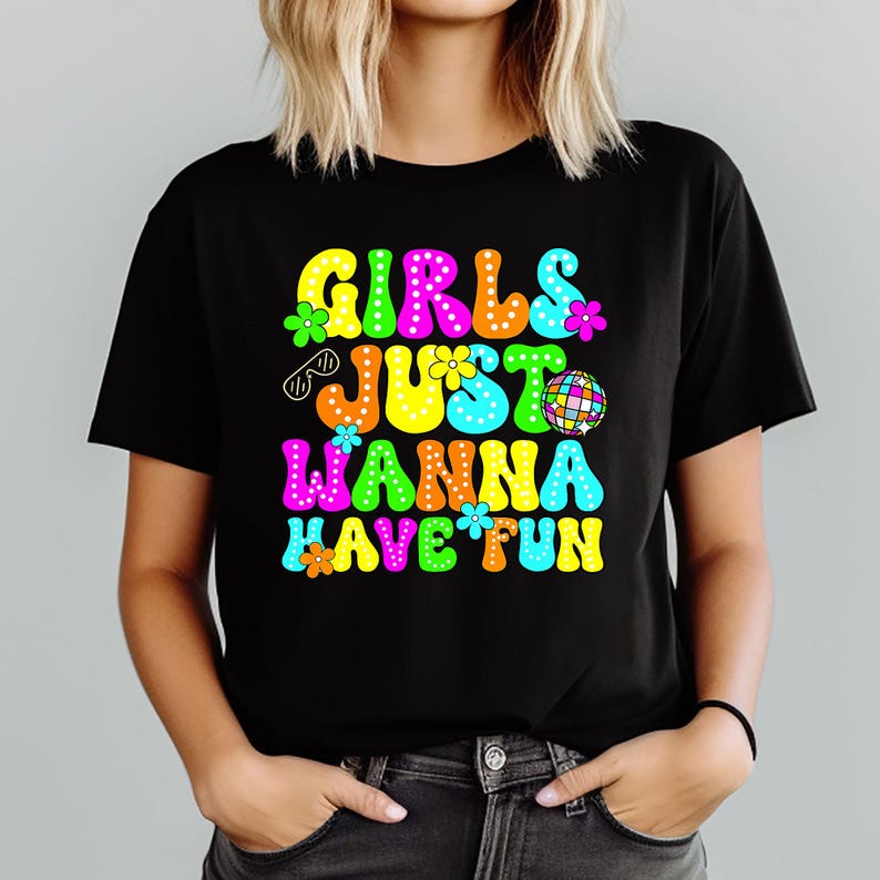 Girls Just Wanna Have Fun PNG Bundle, 80's Neon Retro PNG, Pink 80's ...