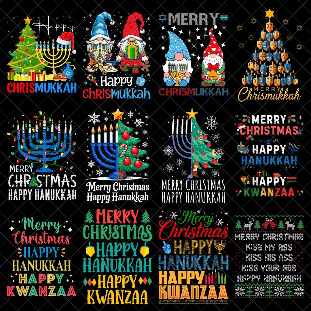 Christmas Hanukkah Kwanzaa Bundle PNG, Chrismukkah Holiday Designs ...